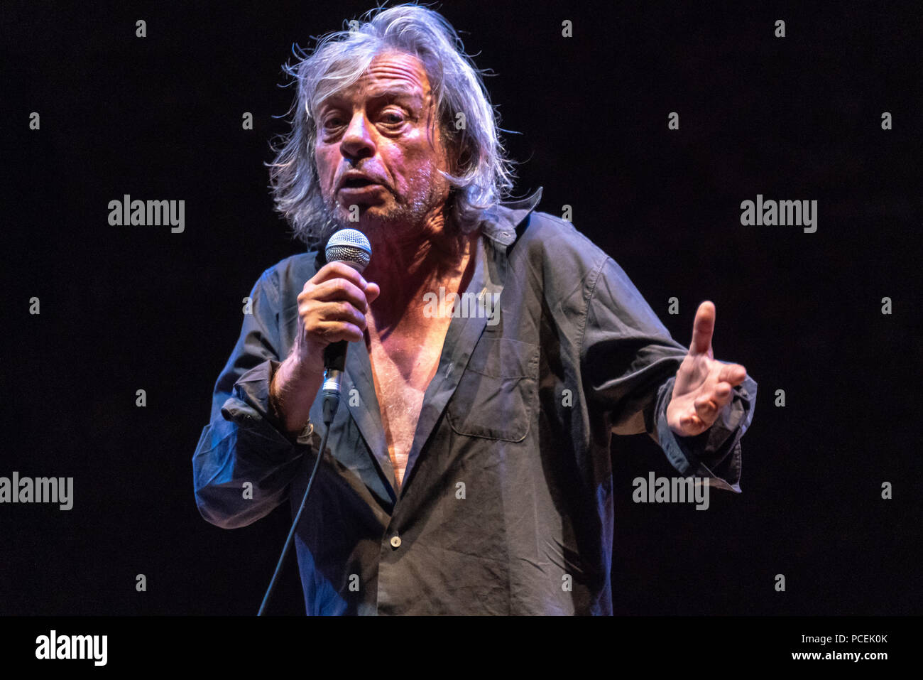 Trieste, Italy, 30 July 2018. iItalian actor Paolo Rossi performing on ...