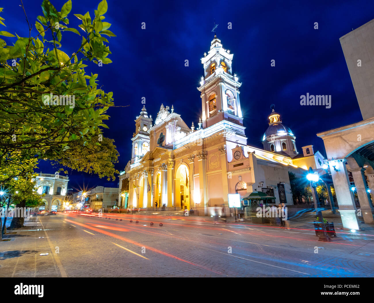 Cathedral Basilica of Salta at night - Salta, Argentina Stock Photo - Alamy