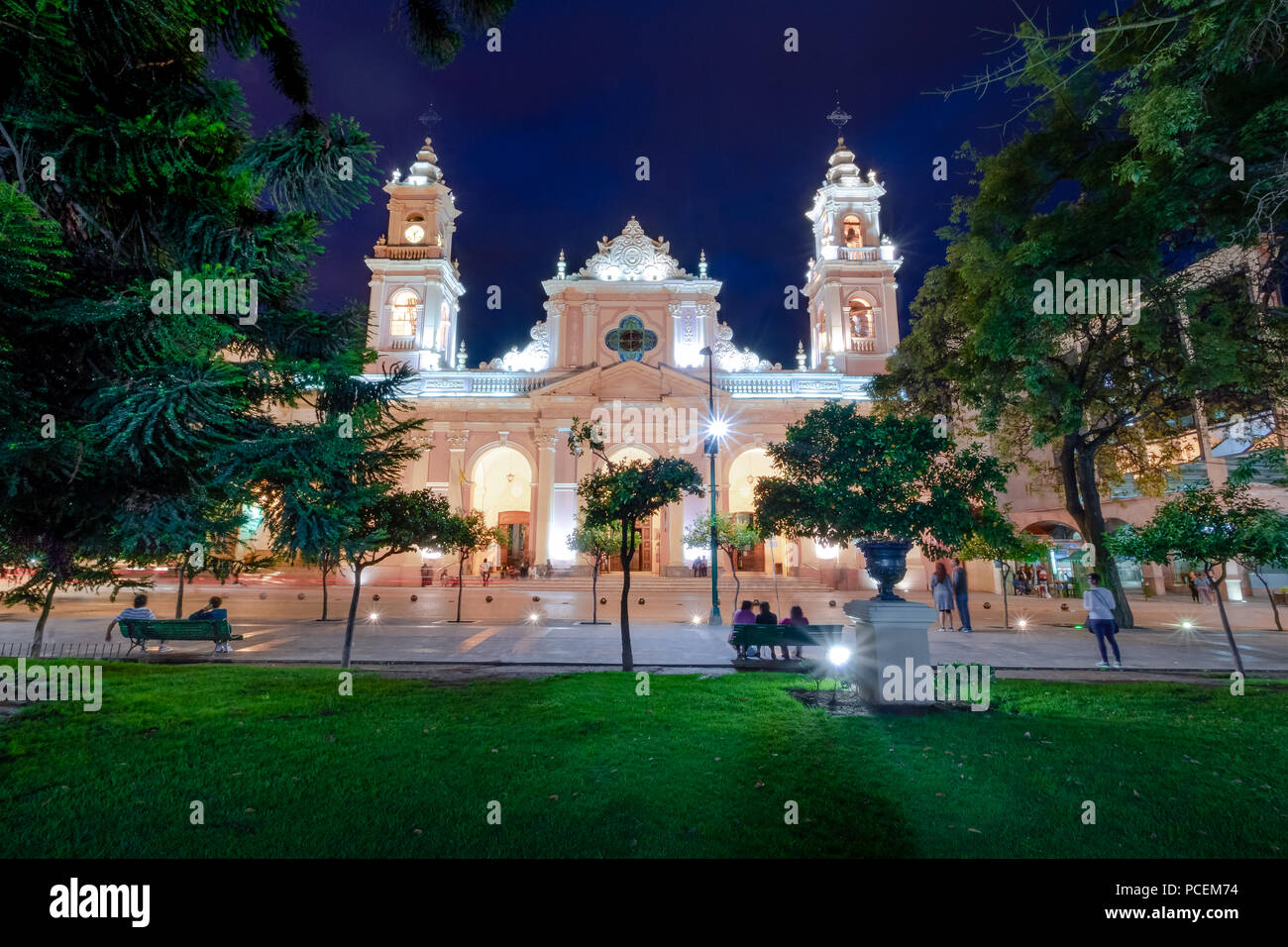 Cathedral Basilica of Salta at night - Salta, Argentina Stock Photo - Alamy