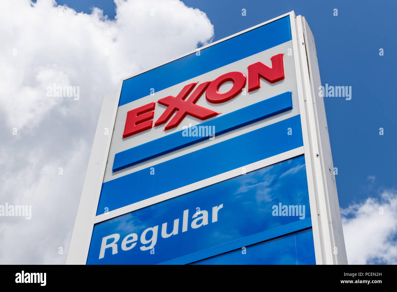 Noblesville - Circa July 2018: Exxon Retail Gas Location. ExxonMobil is ...