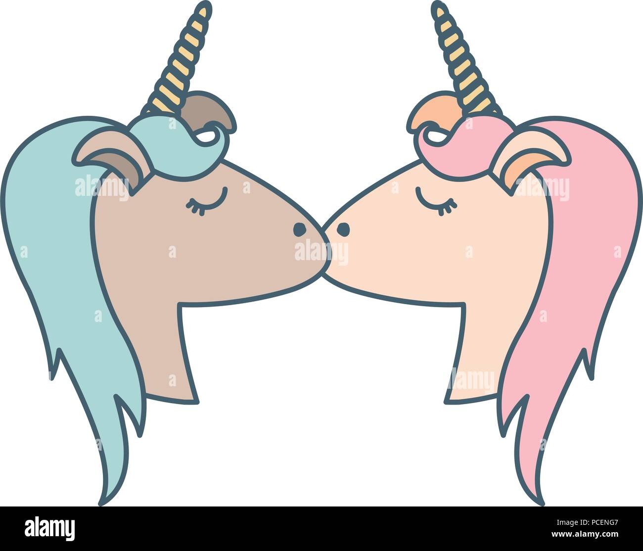 cute unicorns kissing characters Stock Vector Image & Art - Alamy