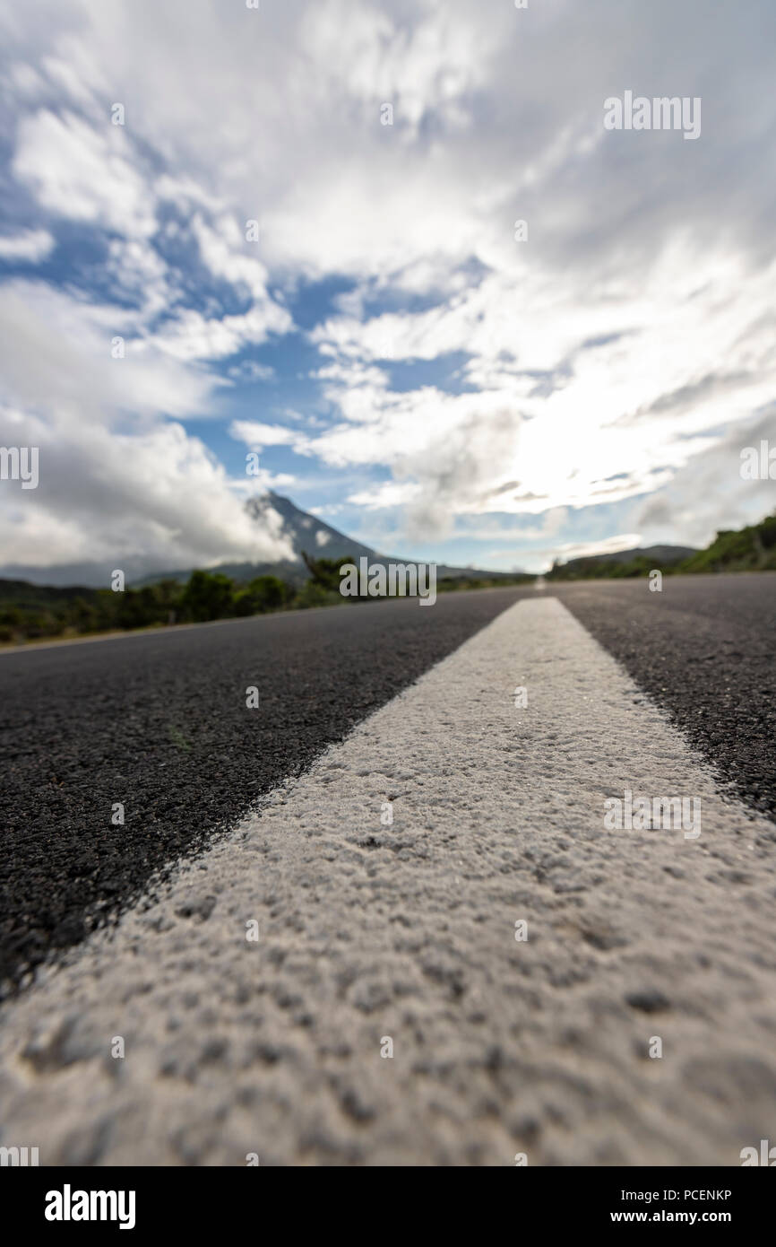 White separation marks in the straight EN3 longitudinal road northeast ...