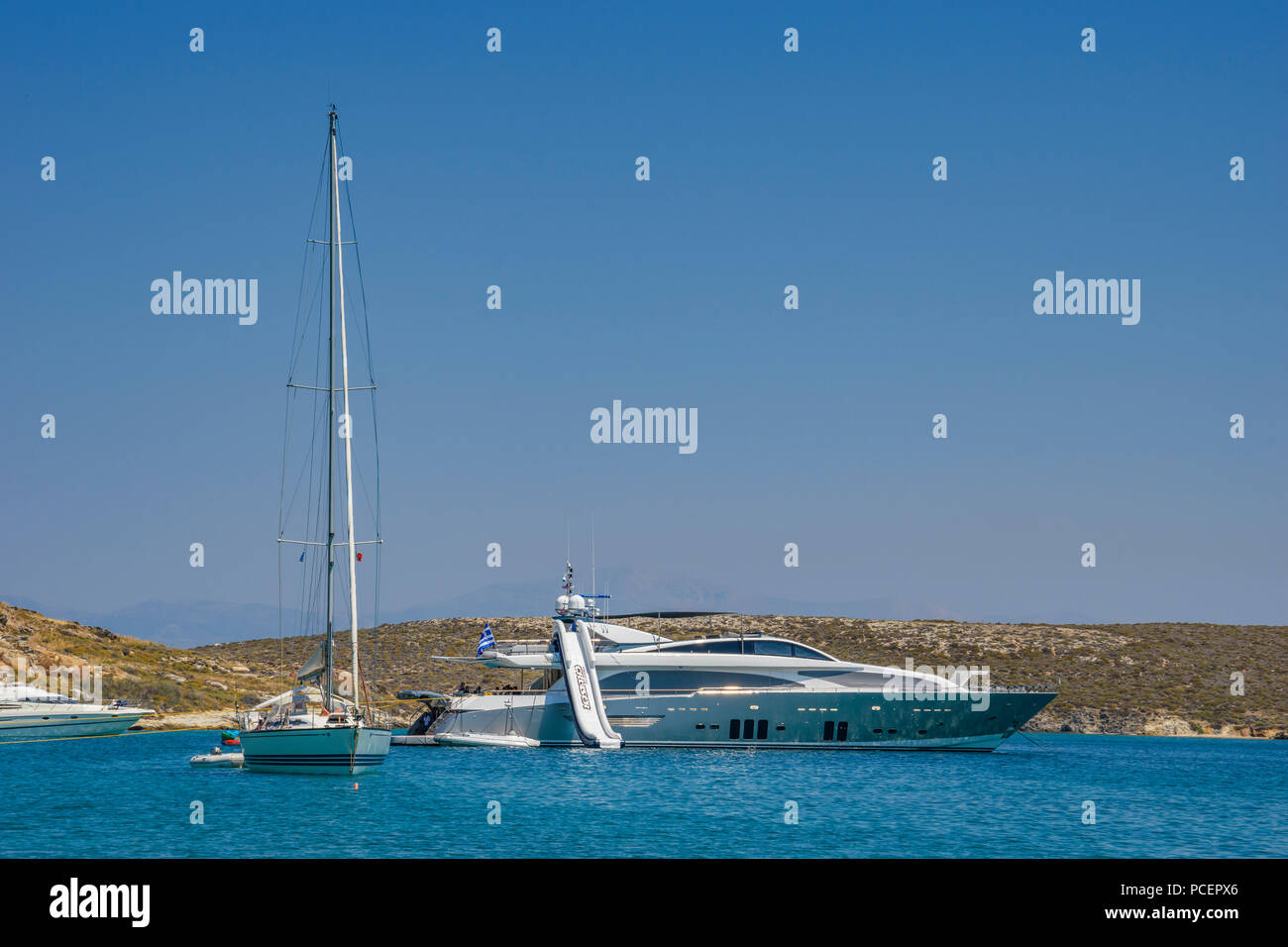 Amazing super yachts and Sailboats arrive in Paros island, Cyclades ...