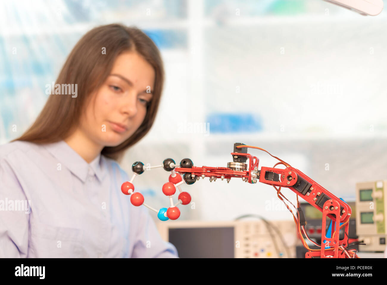 Student girl in robotics class Stock Photo - Alamy