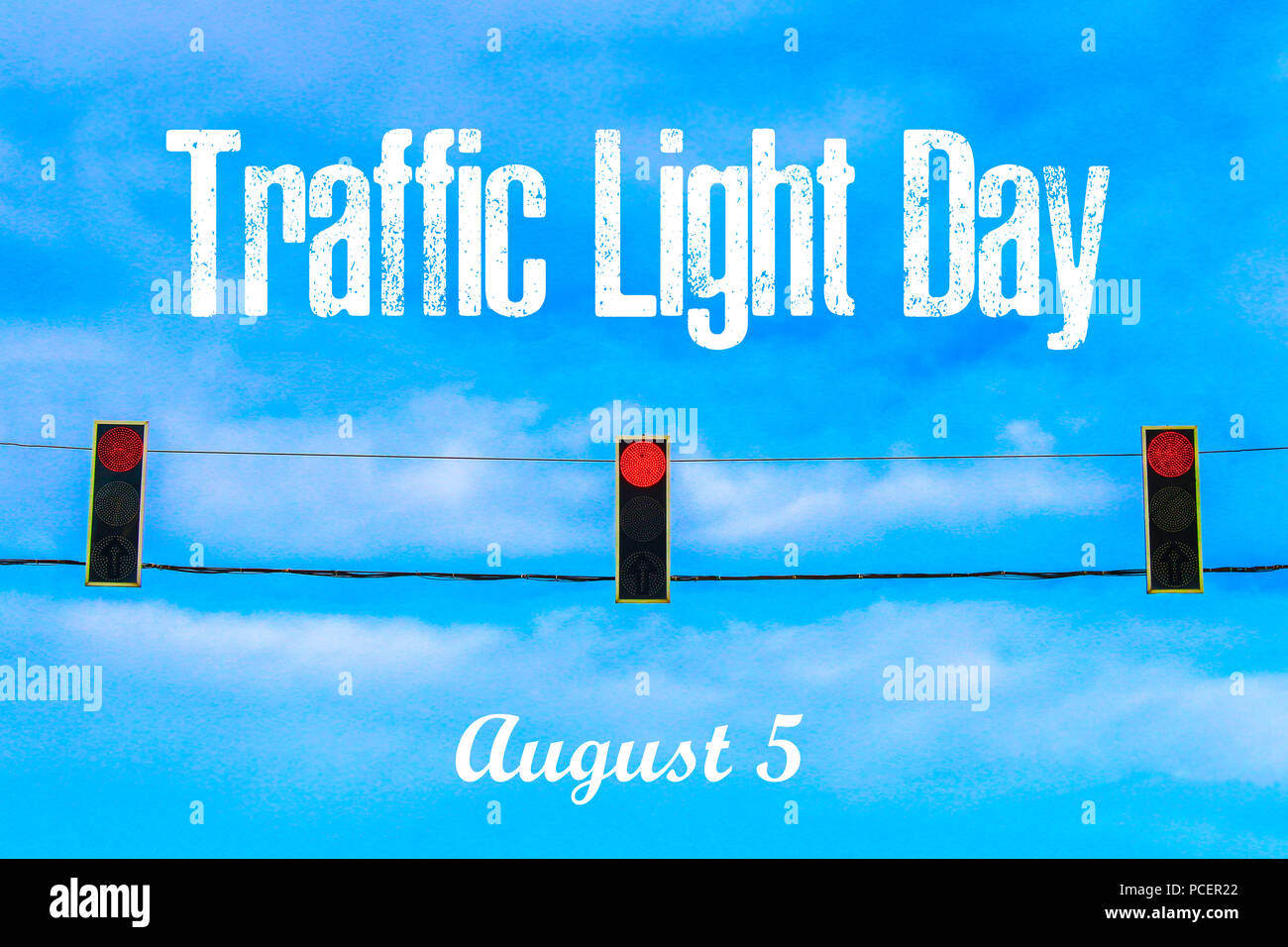 International Day of Traffic. 5th of August. A traffic light against ...
