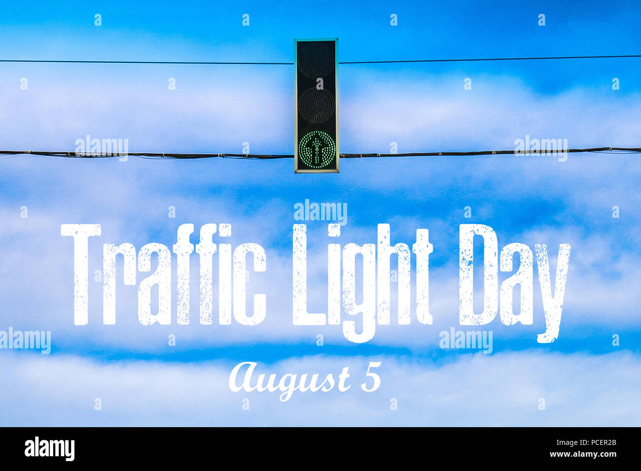 International Day of Traffic. 5th of August. A traffic light against ...
