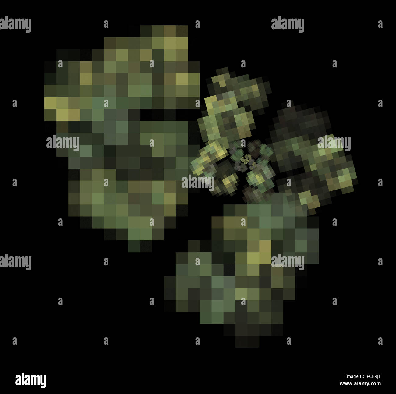 Camouflage pixel fractal on a black background Stock Photo - Alamy