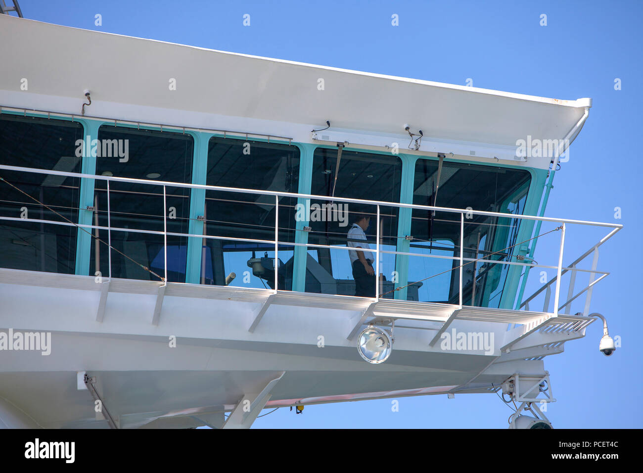 Modern cruise ship bridge of the Royal Caribbean Independence of the ...