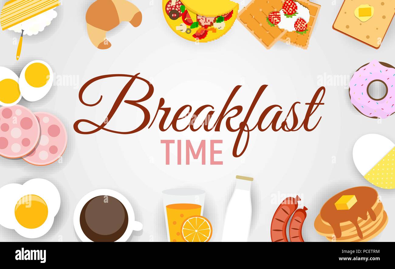 Breakfast Icon Set Background in Modern Flat Style Vector Illustration ...