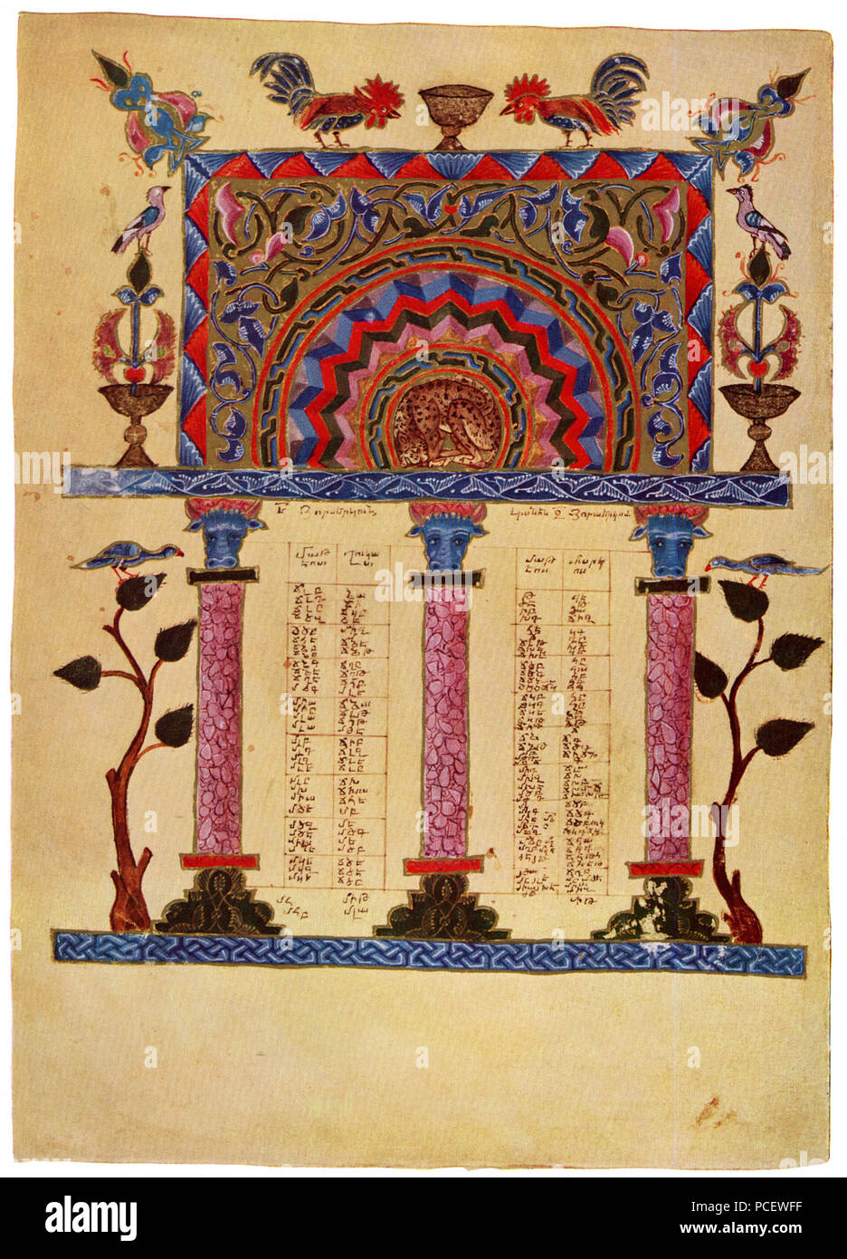 110 Canonic table from the 13th century gospel by Sembat Stock Photo ...