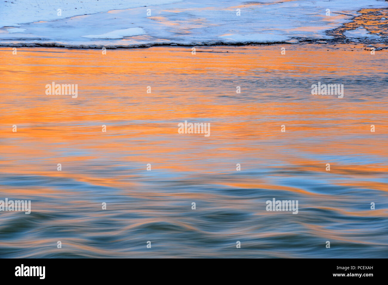 Colorado River in winter with sandstone reflections, Colorado Riverway ...