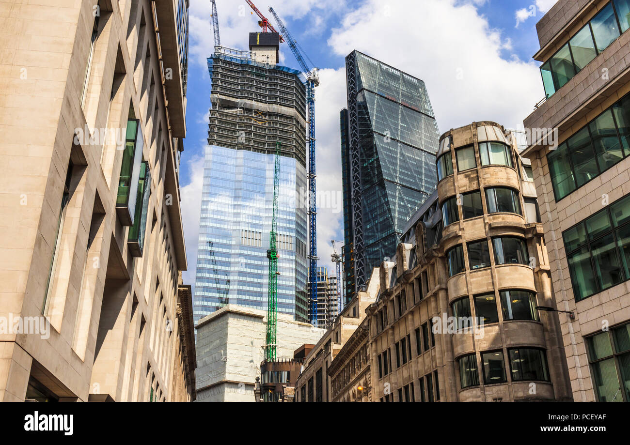 View of the top of the partly glazed new skyscraper office block, 22 ...