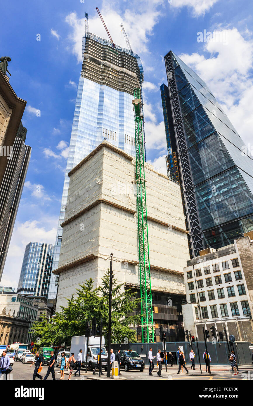 View of the top of the partly glazed new skyscraper office block, 22 ...