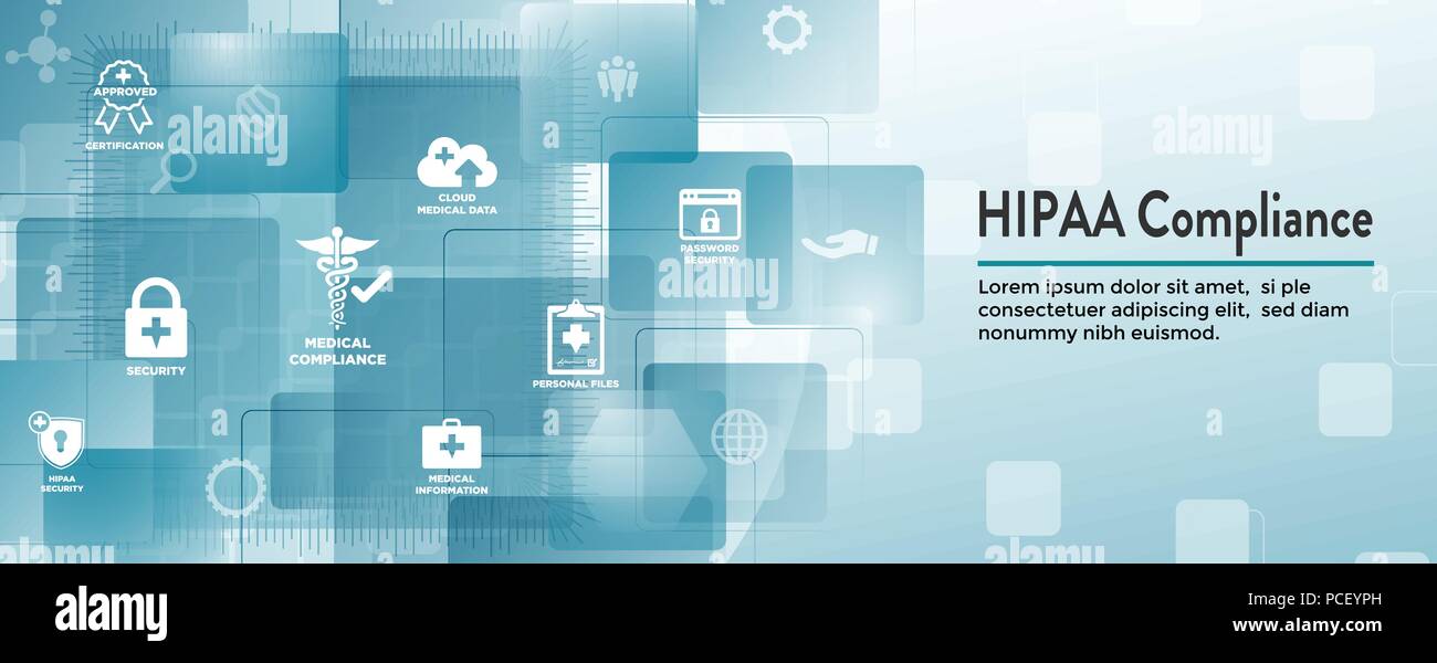 HIPAA Compliance Web Banner Header - Medical Icon Set and text Stock ...
