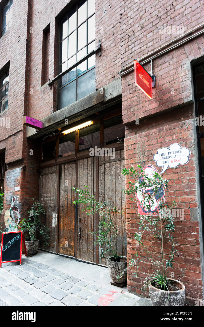 Exterior of Krimper Café in Melbourne's historic Guildford Lane Stock ...