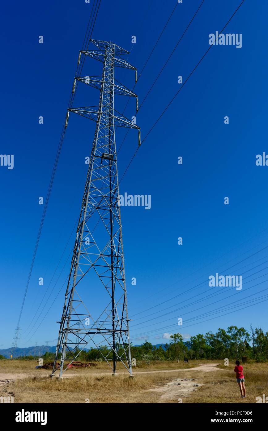 Overhead power Lines and towers going across the Australian landscape ...