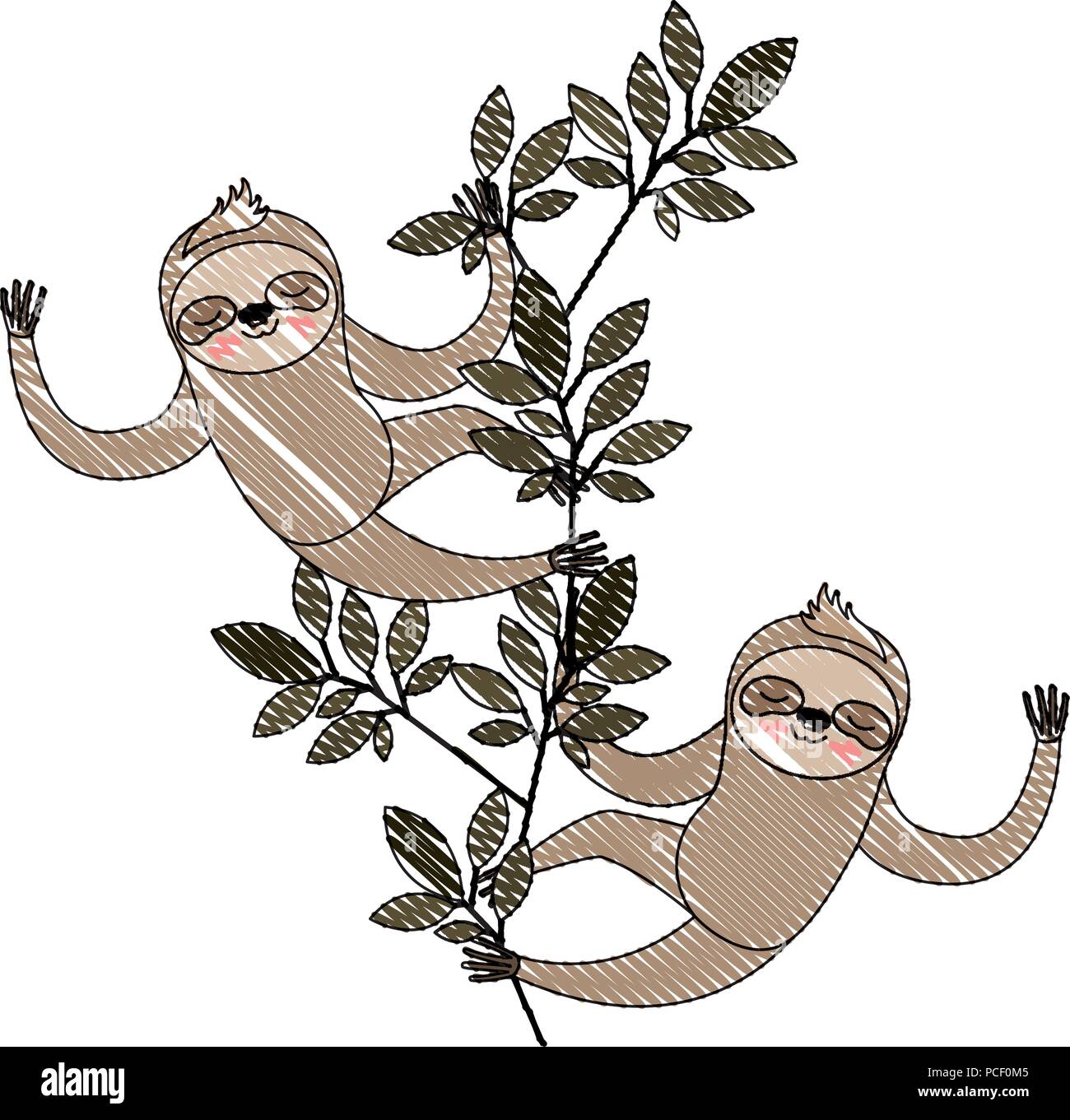 Sloths in the tropical forest Stock Vector Images - Alamy