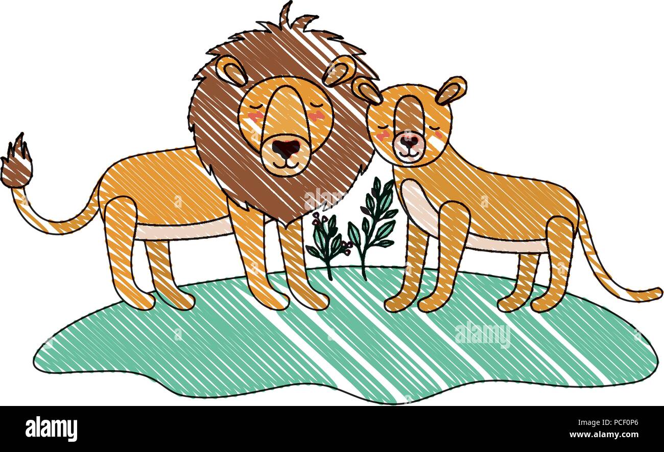 African lions in wild Stock Vector Images - Alamy