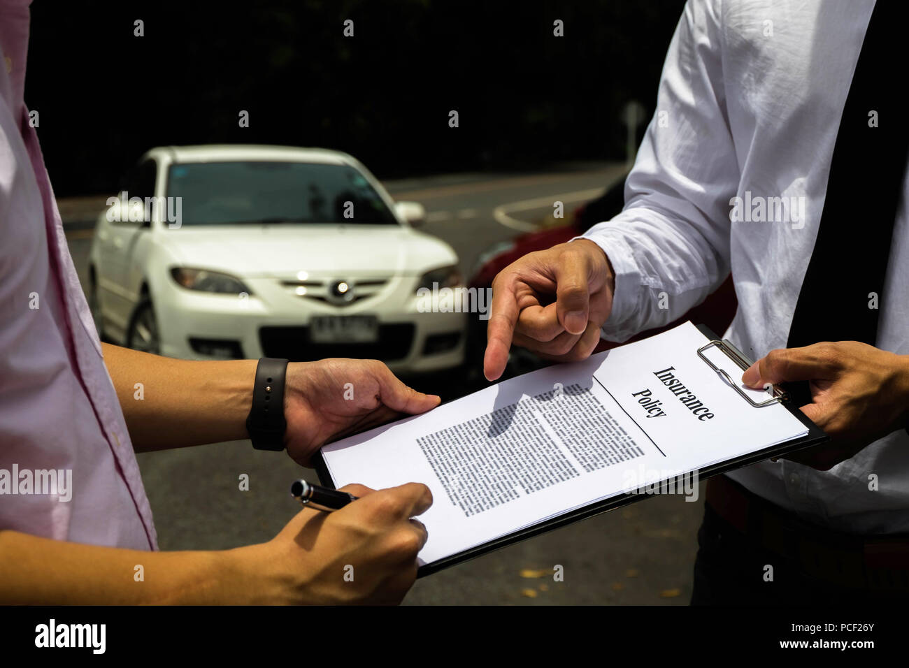 The insurance agent working claim process in payment on from parties ...