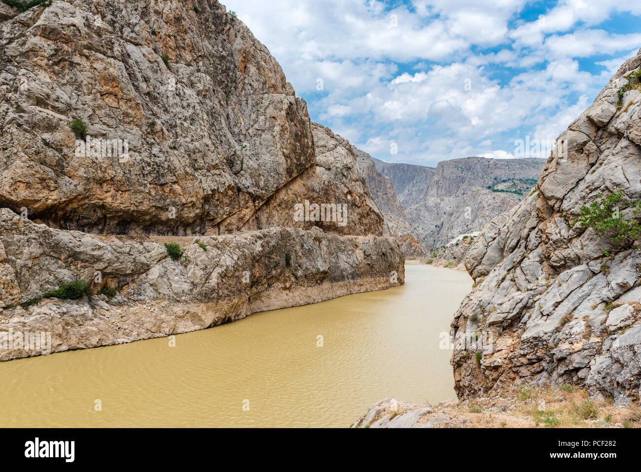 Landscape view of Dark Canyon road in Town of Kemaliye or Egin in ...
