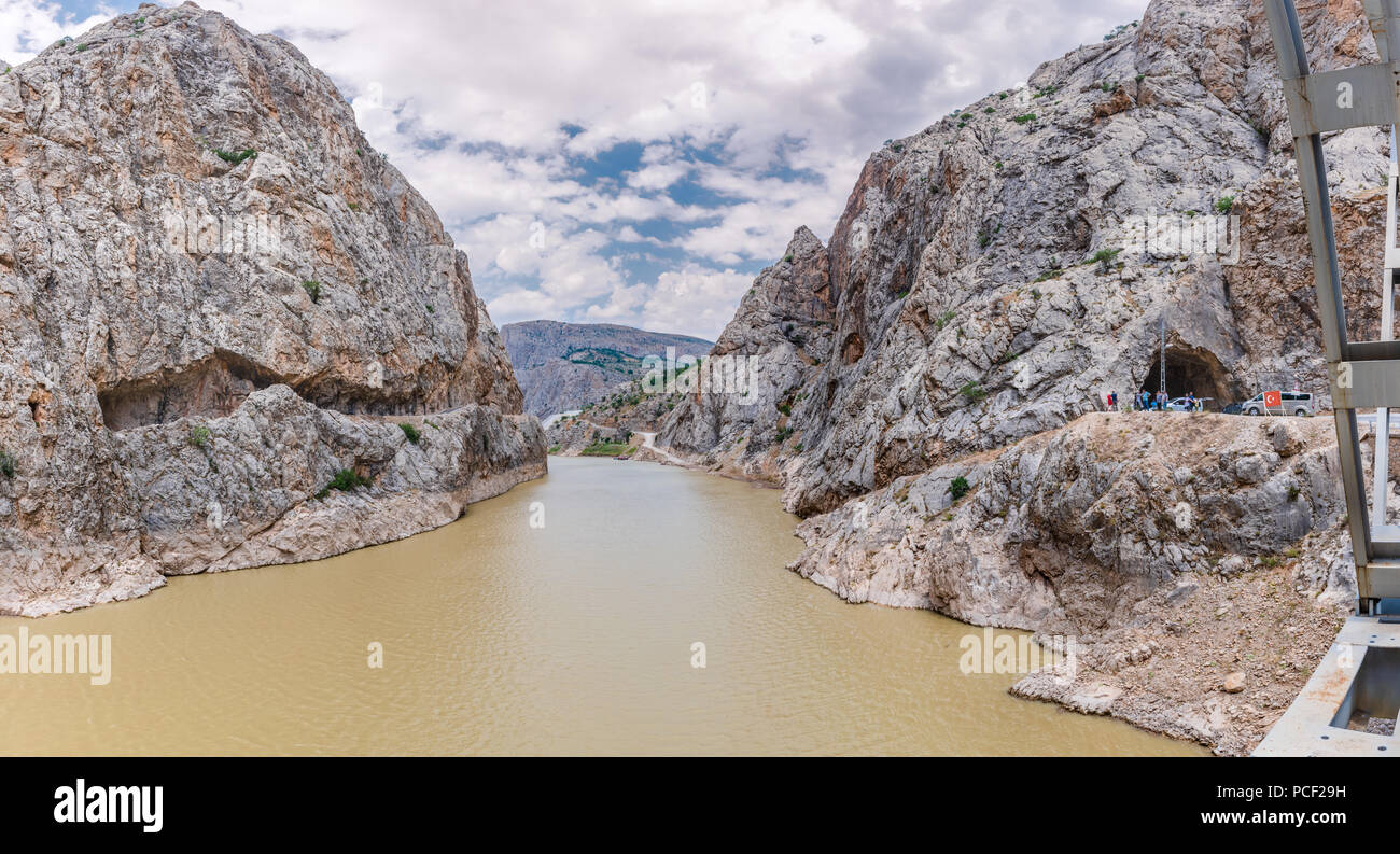 Landscape view of Dark Canyon and Firat river from bridge in Town of ...