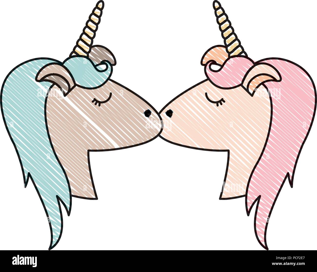 cute unicorns kissing characters Stock Vector Image & Art - Alamy