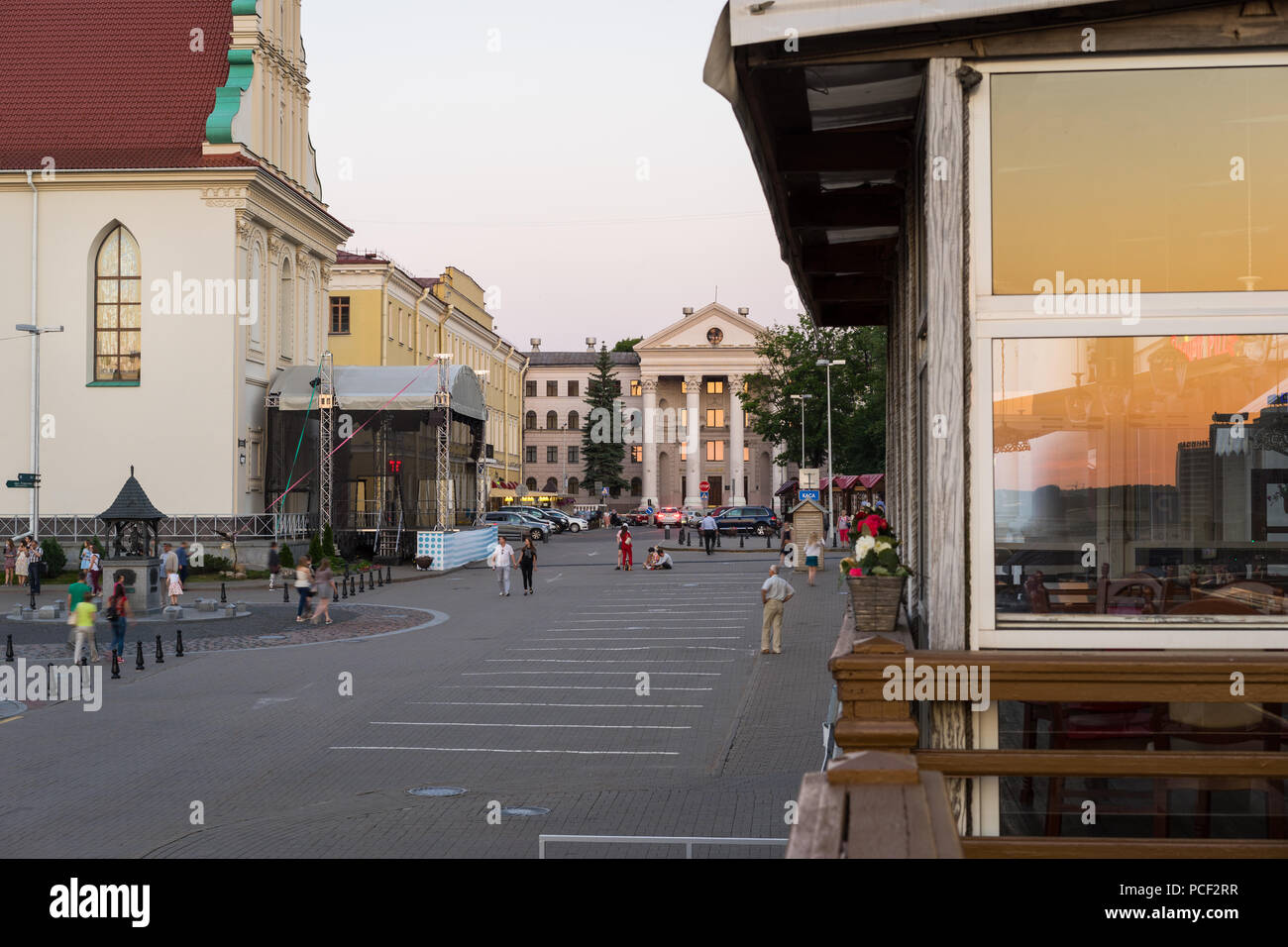 Historical center of Minsk City, Belarus Famous Freedom Square ...
