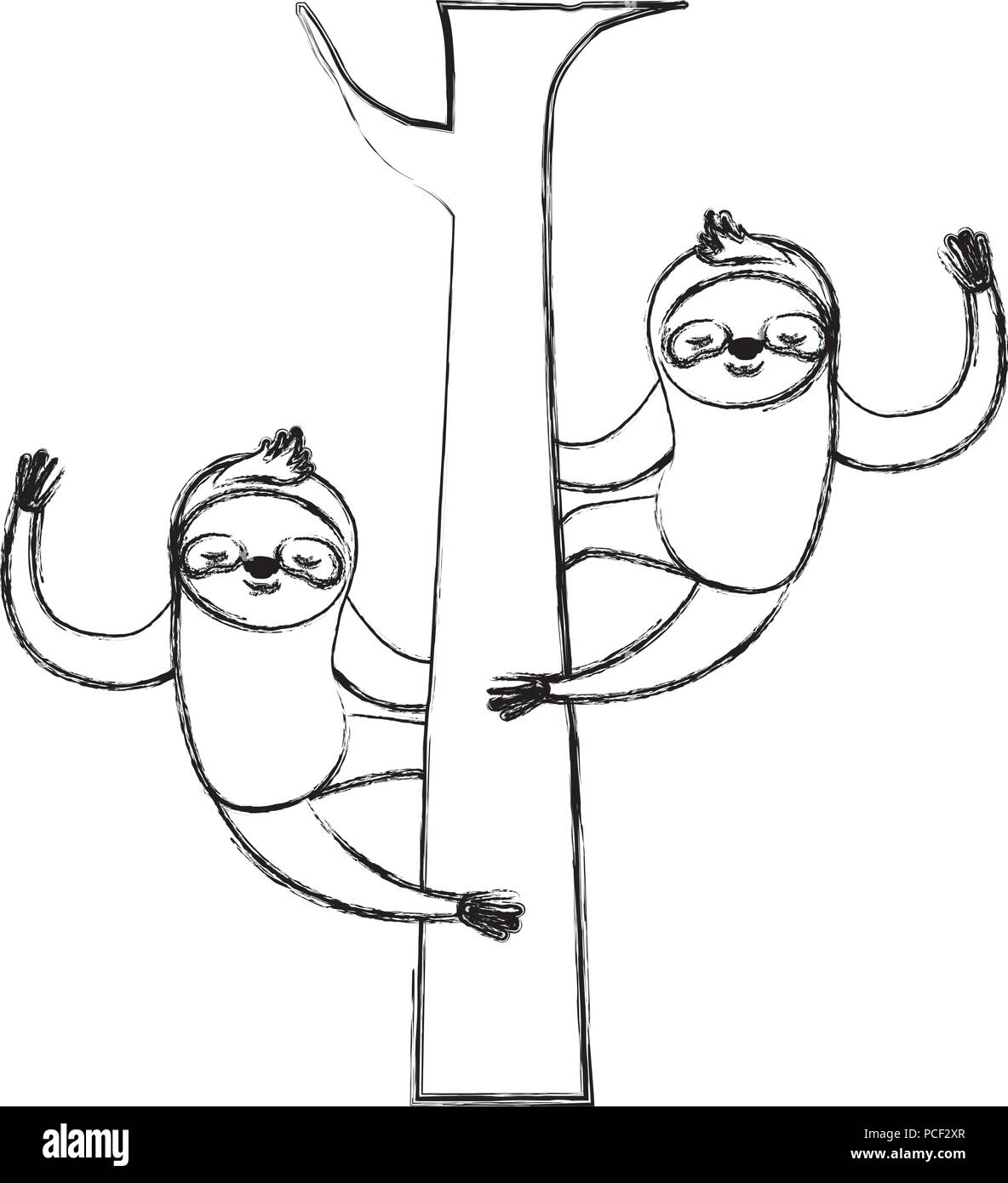 wild sloths couple in tree Stock Vector Image & Art - Alamy