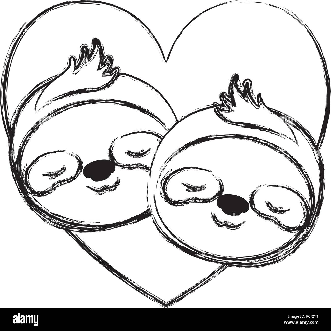 wild sloths couple in heart Stock Vector Image & Art - Alamy