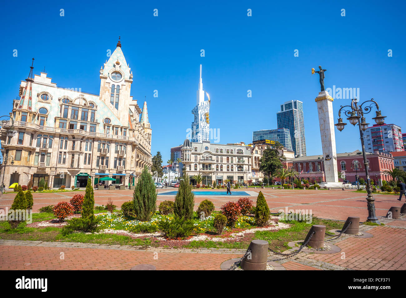 31.03.2018 Batumi, Georgia - the European square, in the centre of ...