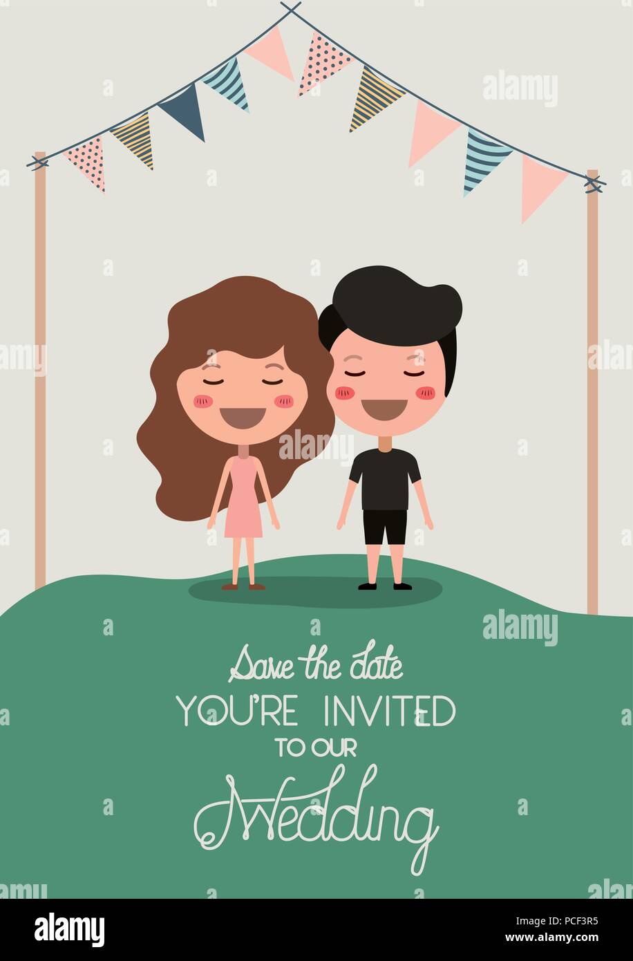 wedding invitation card with couple characters Stock Vector Image & Art ...