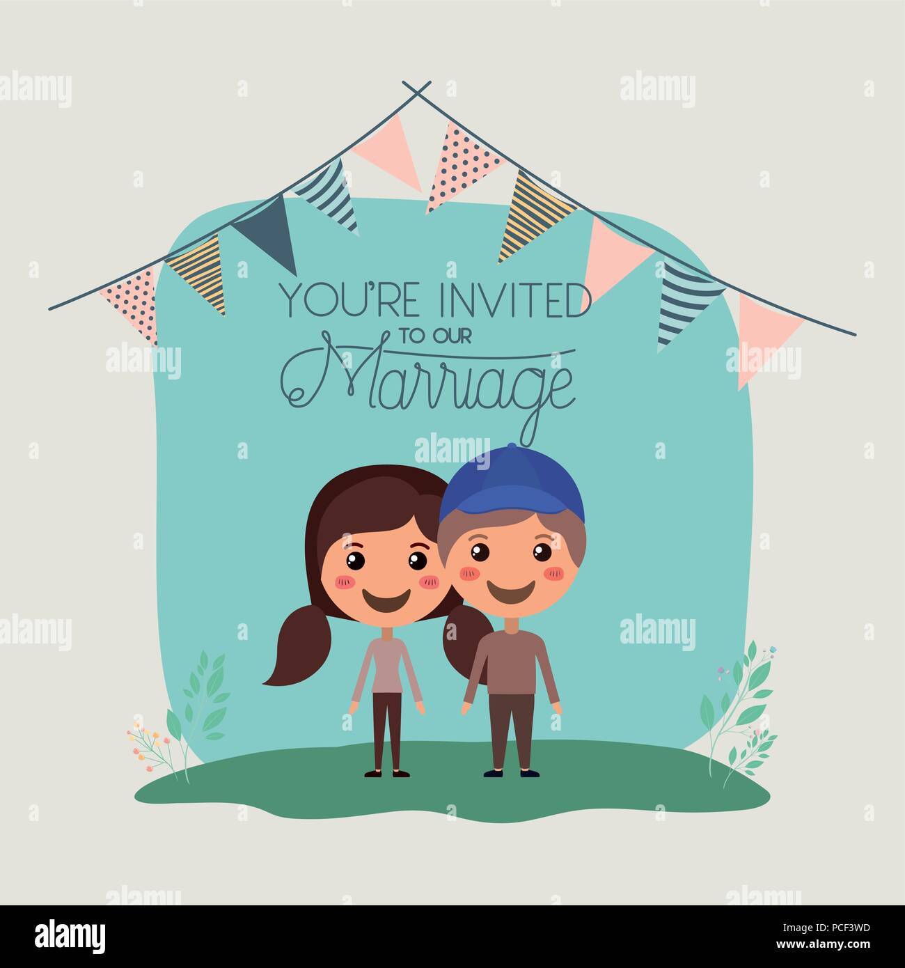 wedding invitation card with couple characters Stock Vector Image & Art ...