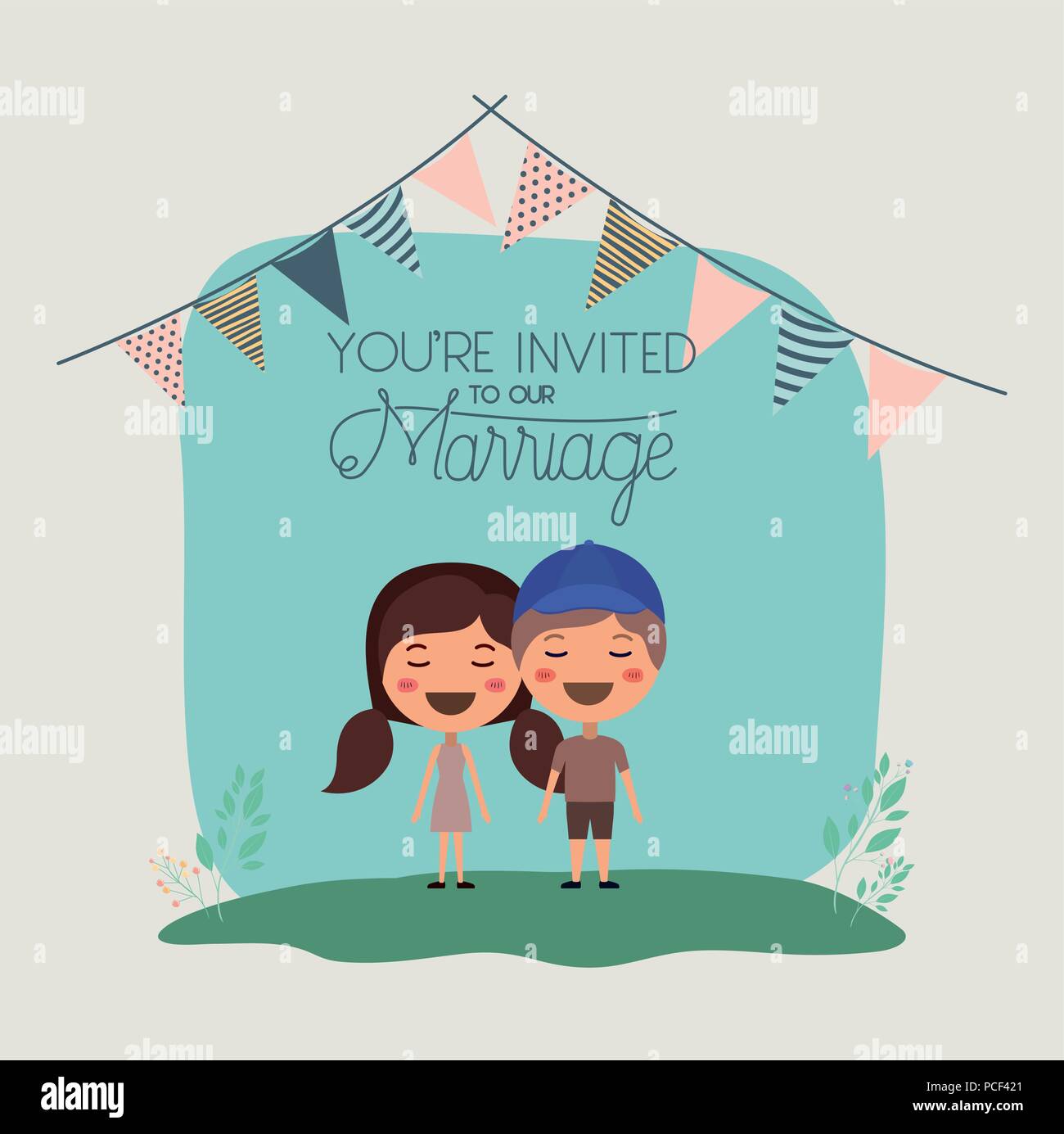 wedding invitation card with couple characters Stock Vector Image & Art ...