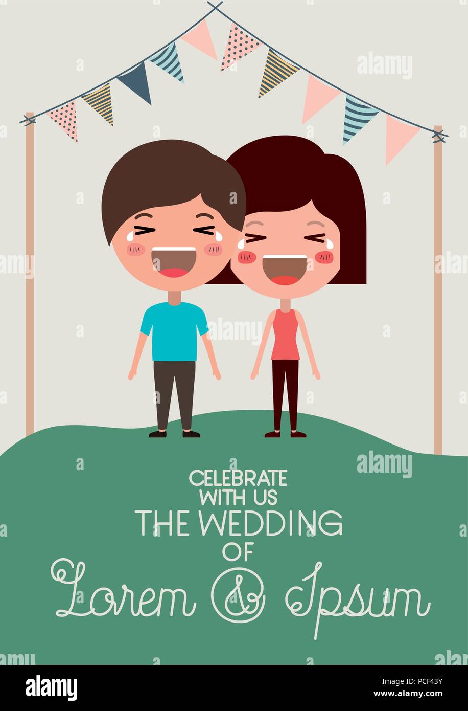 wedding invitation card with couple characters Stock Vector Image & Art ...