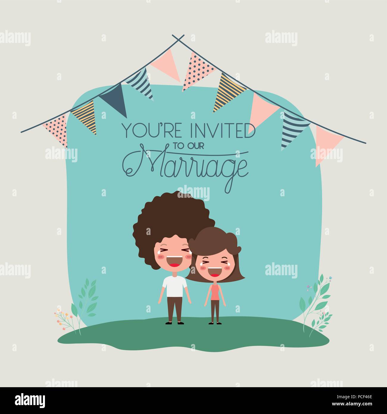 wedding invitation card with couple characters Stock Vector Image & Art ...
