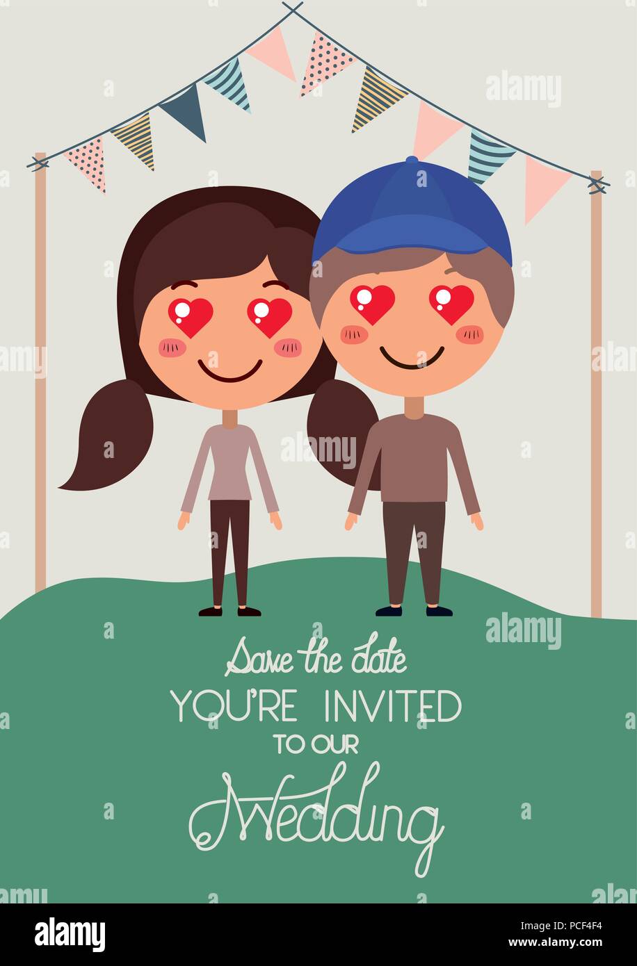 wedding invitation card with couple characters Stock Vector Image & Art ...