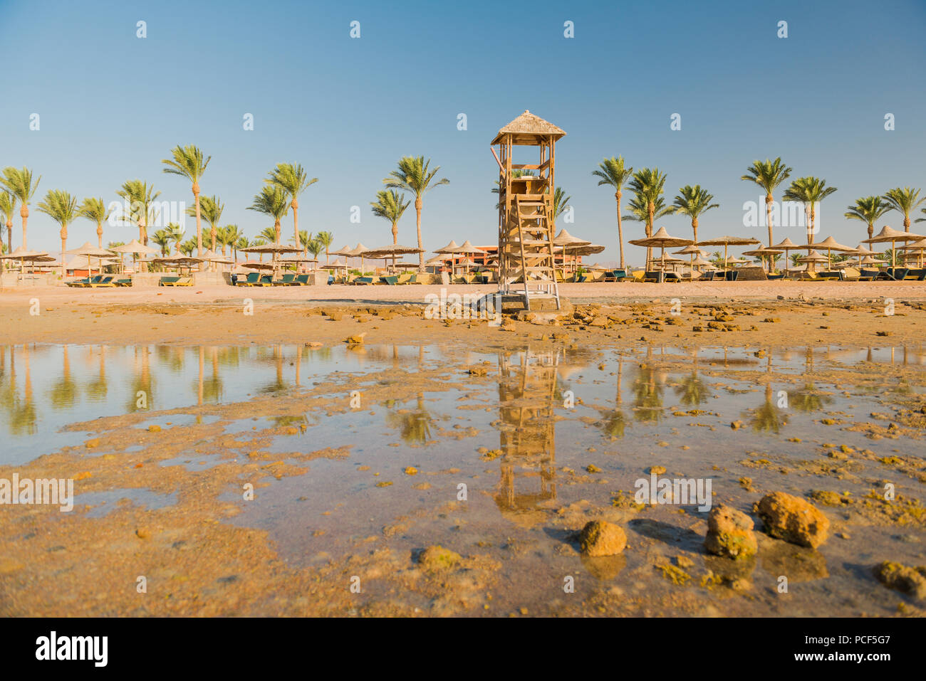sea coast landscape with wooden tower construction Stock Photo - Alamy