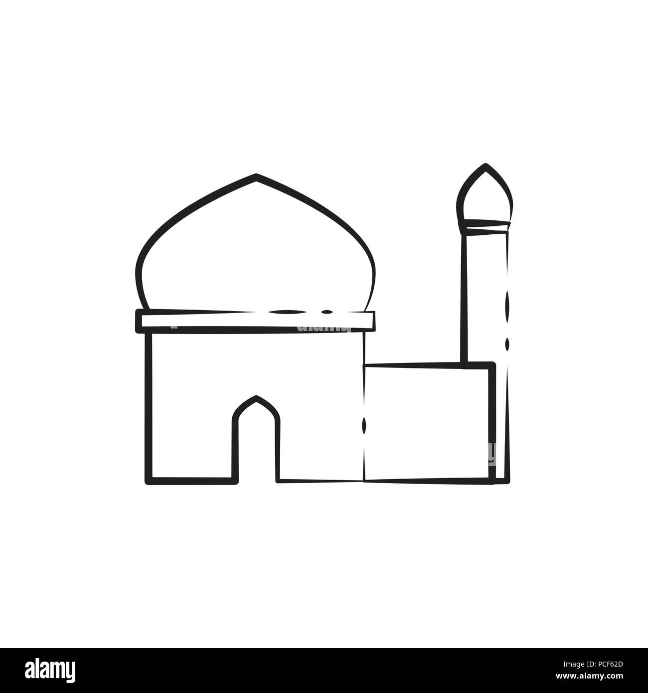 Single Tower Outline Mosque Custom Vector Illustration Graphic Design ...