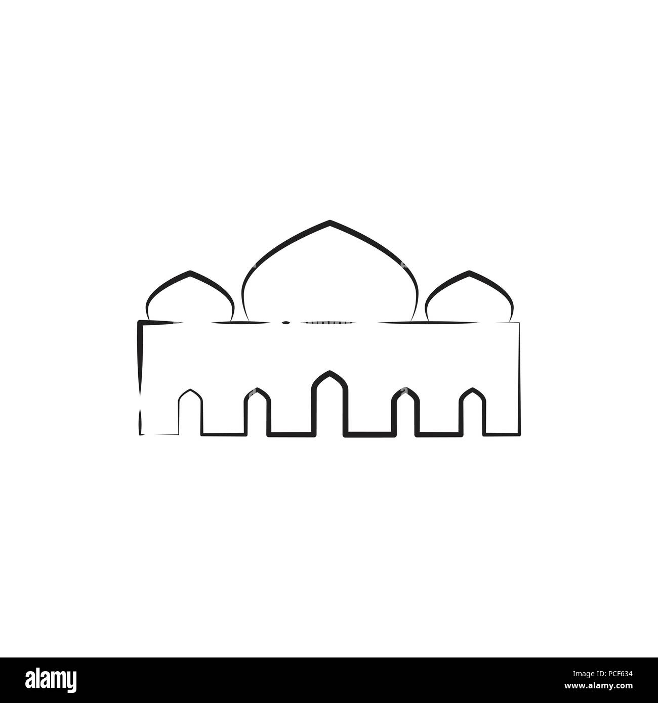 Triple Dome Outline Mosque Custom Vector Illustration Graphic Design ...
