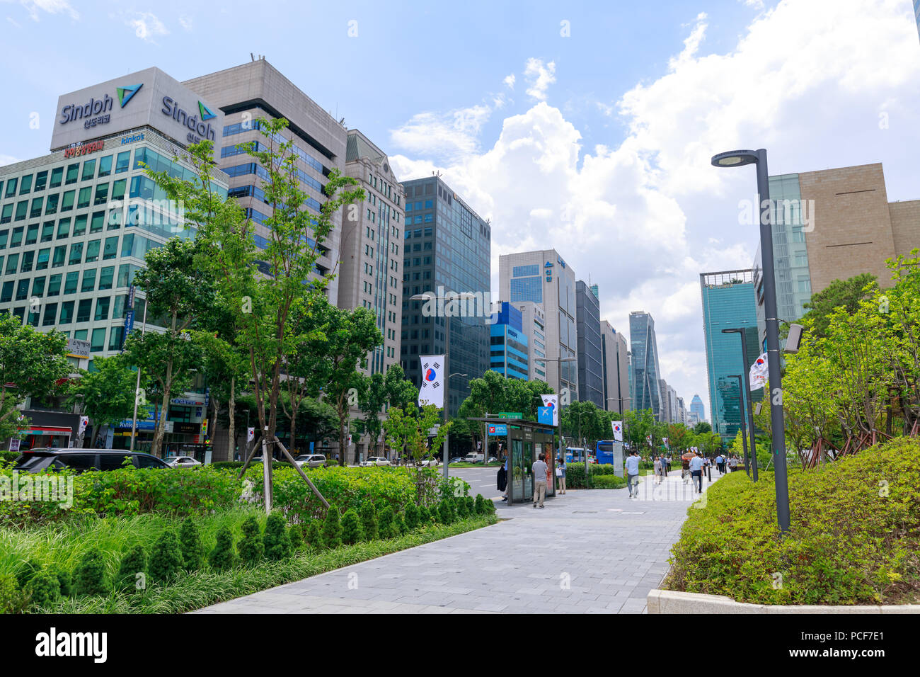 Seoul, South Korea - July 3, 2018 : Samseong-dong skyscrapers in the ...