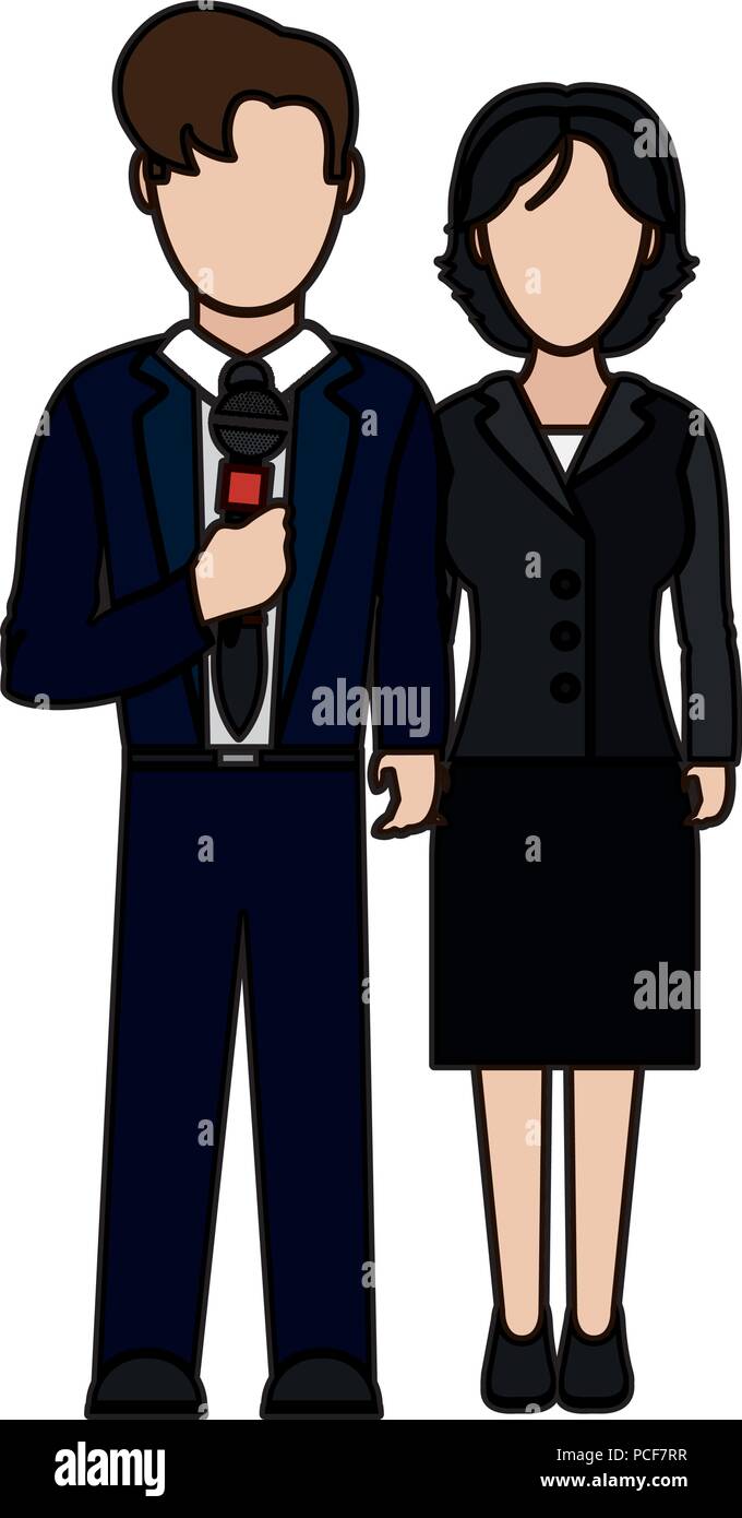 color professional man reporter together woman Stock Vector Image & Art ...
