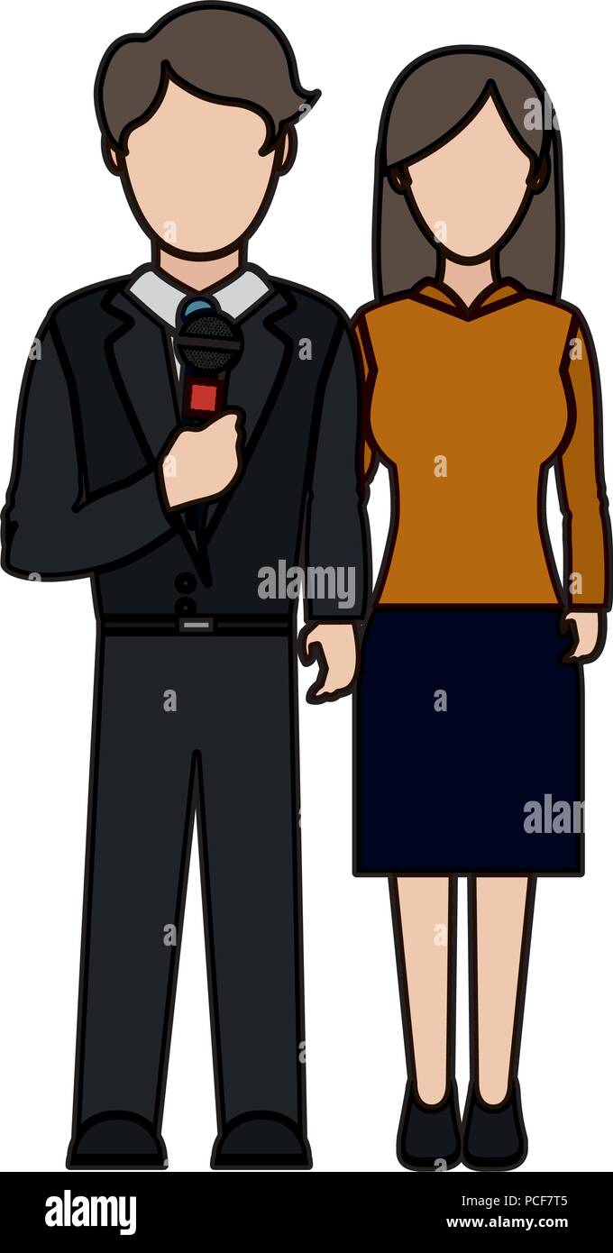 color man reporter job with elegant woman Stock Vector Image & Art - Alamy