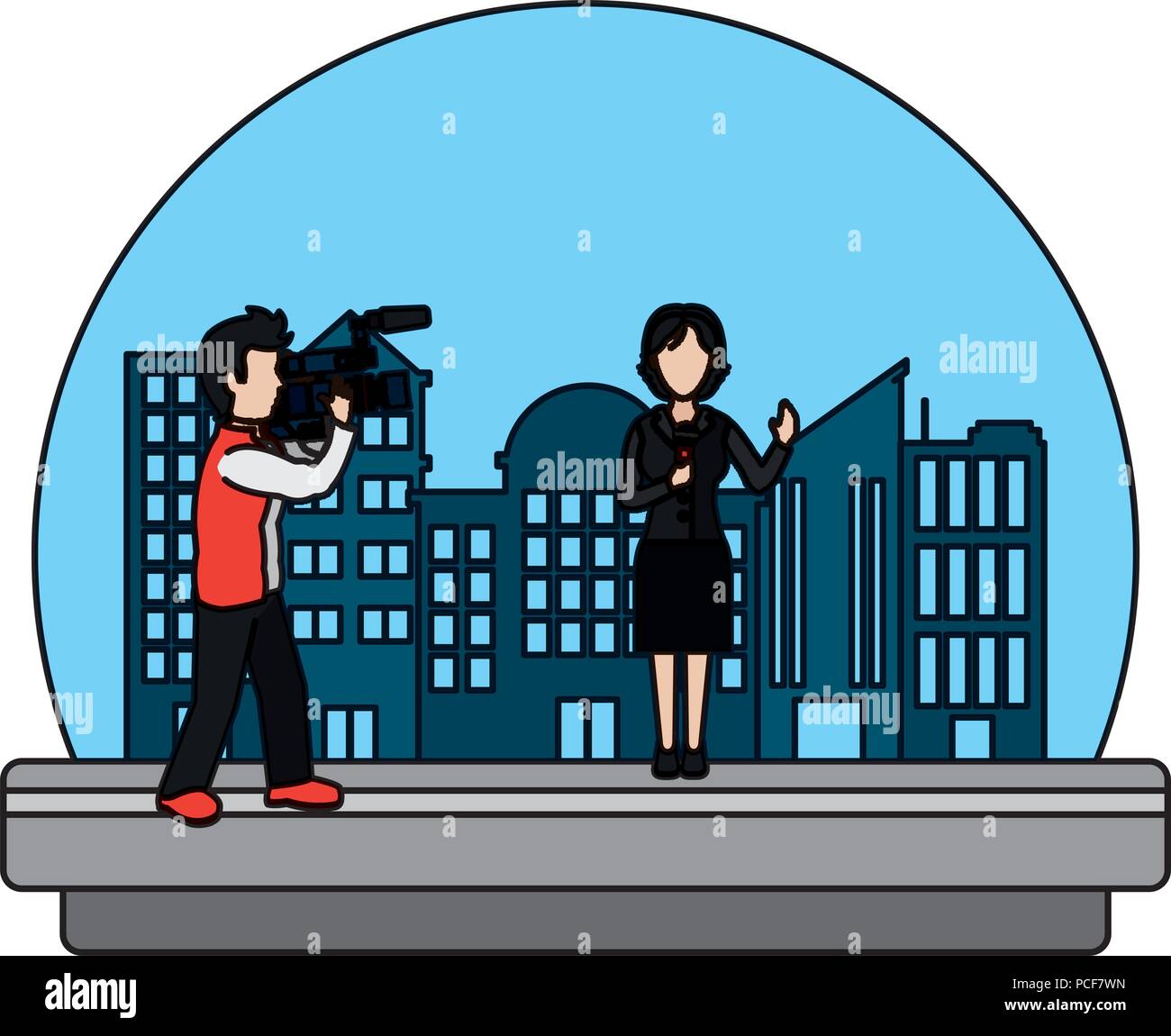color cameraman camcorder film to woman reporter Stock Vector Image ...