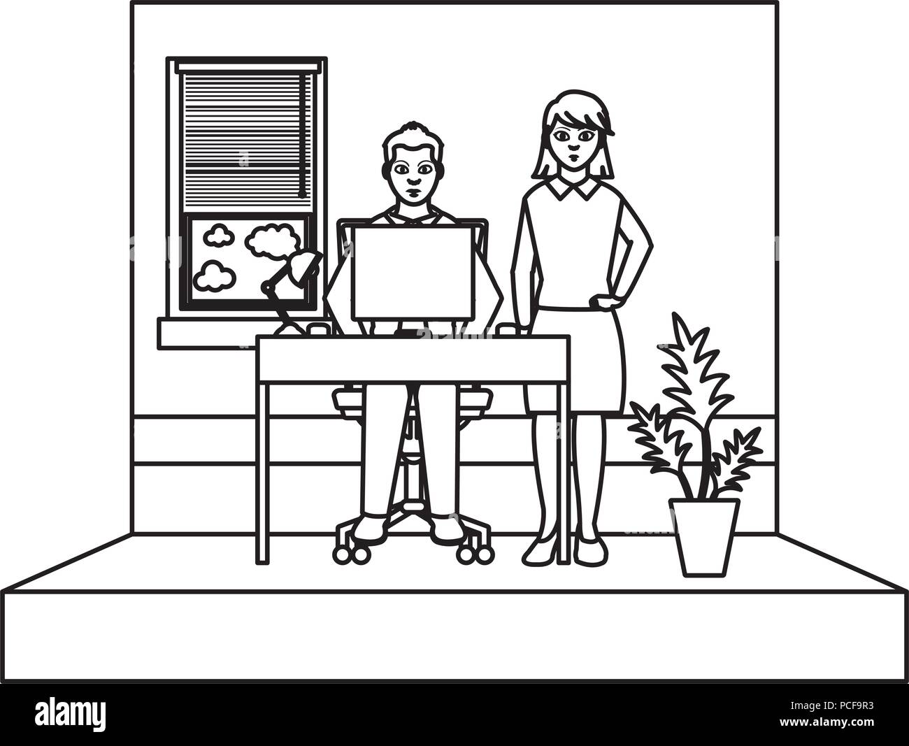 line secretary man office and professional businesswoman Stock Vector ...