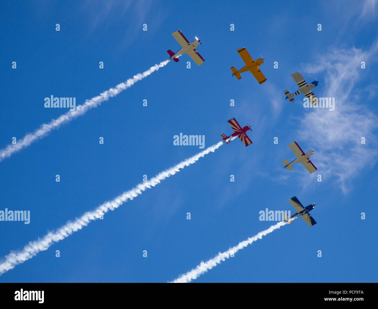 Squadron of planes flying in formation Stock Photo - Alamy