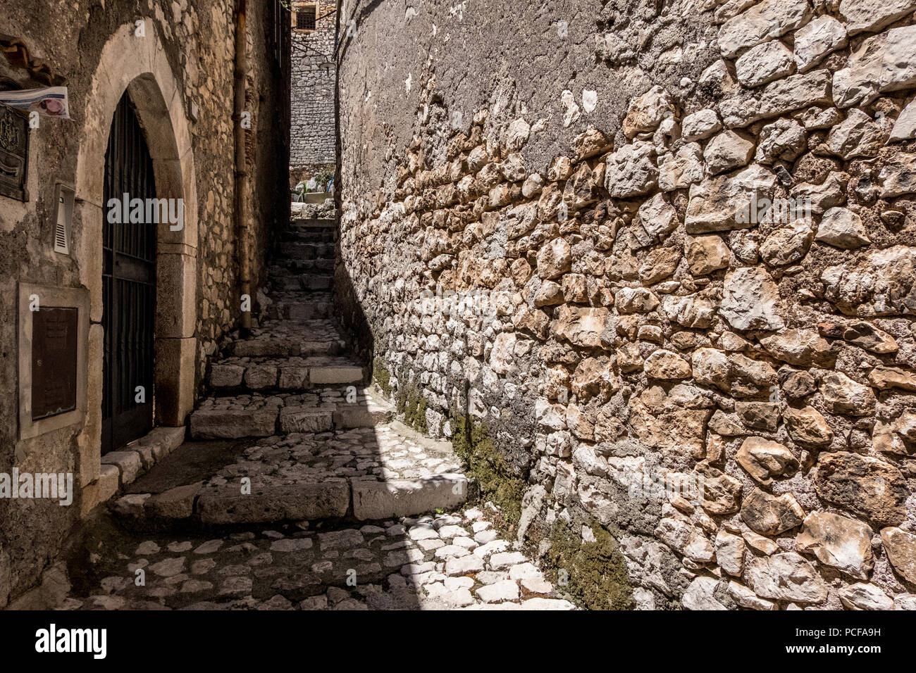 Stairs on a medieval town pathway Stock Photo - Alamy
