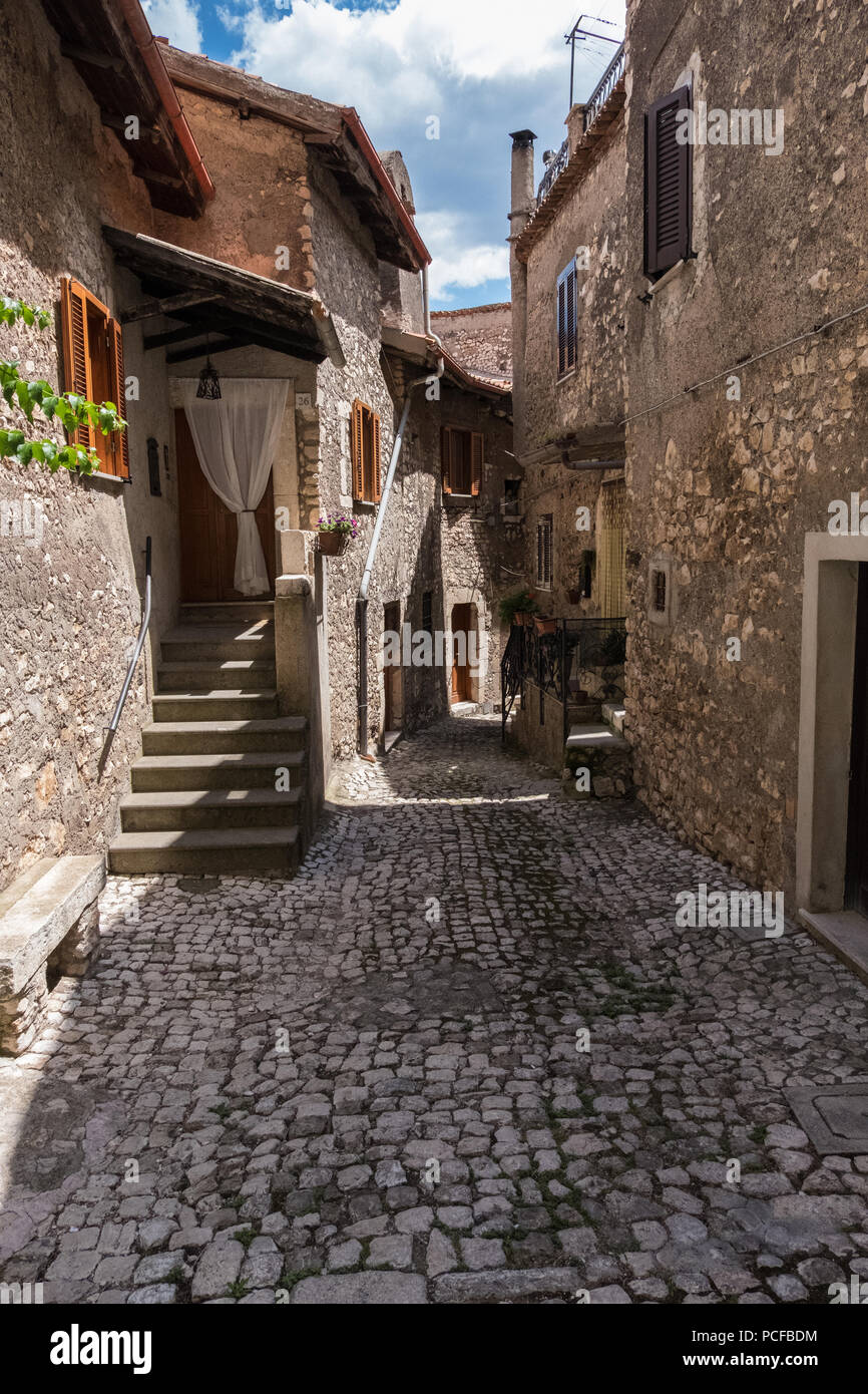 Houses of a medieval town with wood windows an plants Stock Photo - Alamy