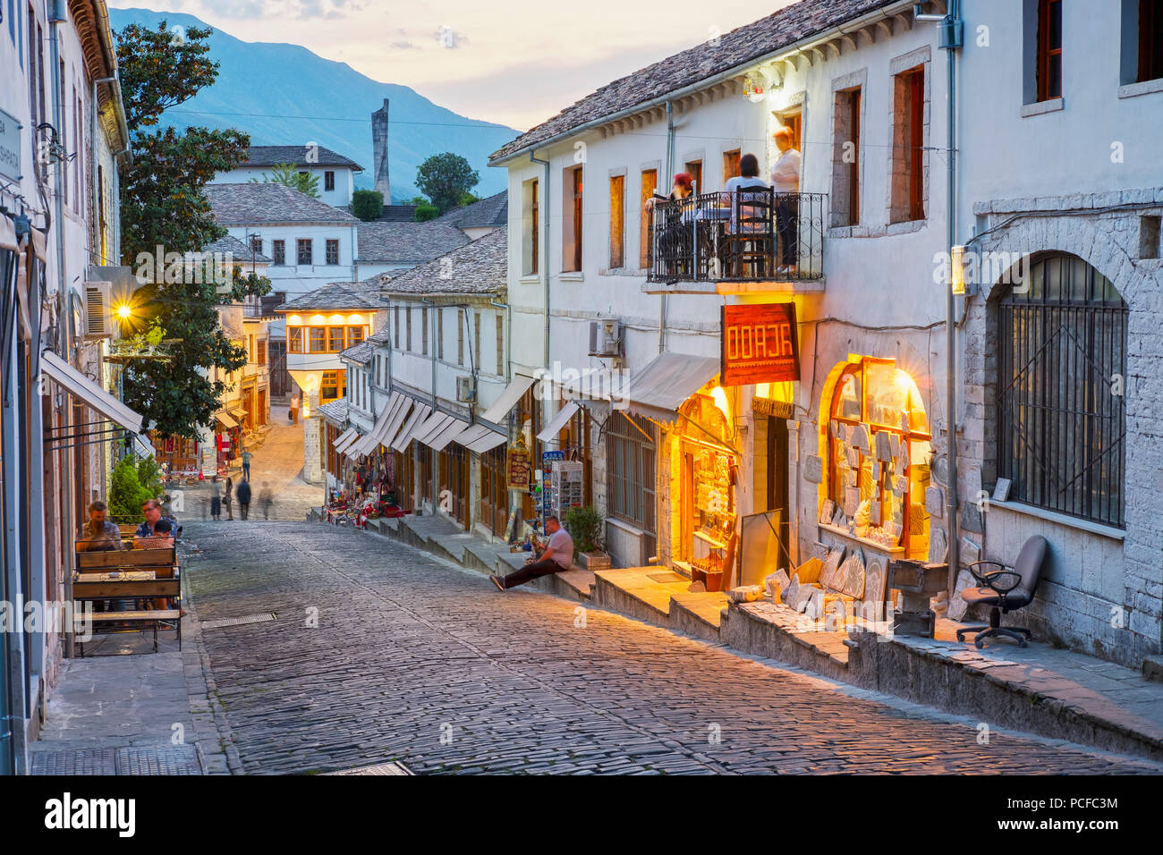 Bazaar district, Qafa e Pazarit, Old Town, Gjirokastra, Gjirokastër ...