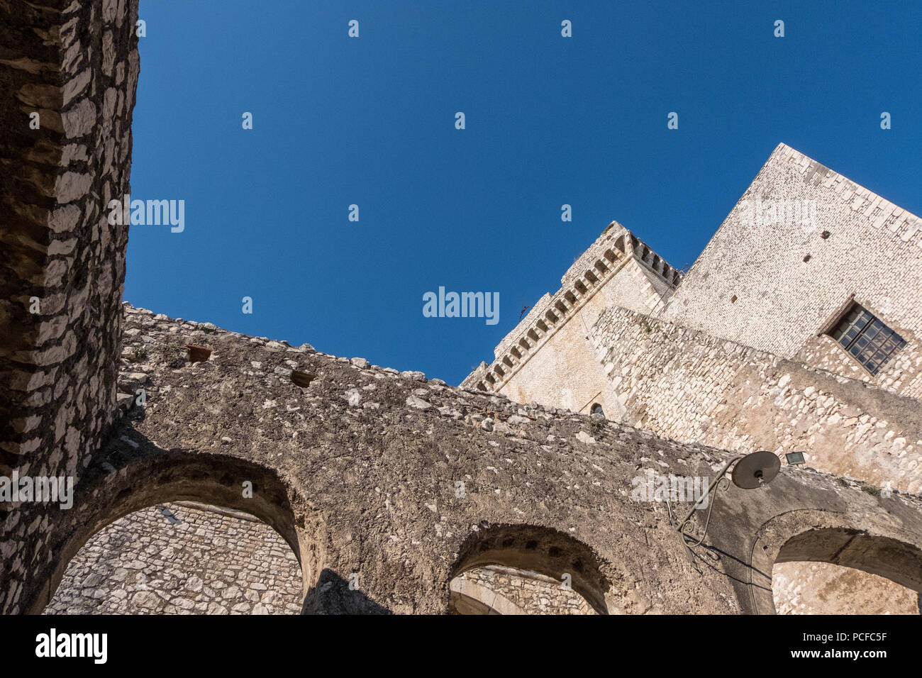 Ancient architecture detail view with blue sky background Stock Photo ...