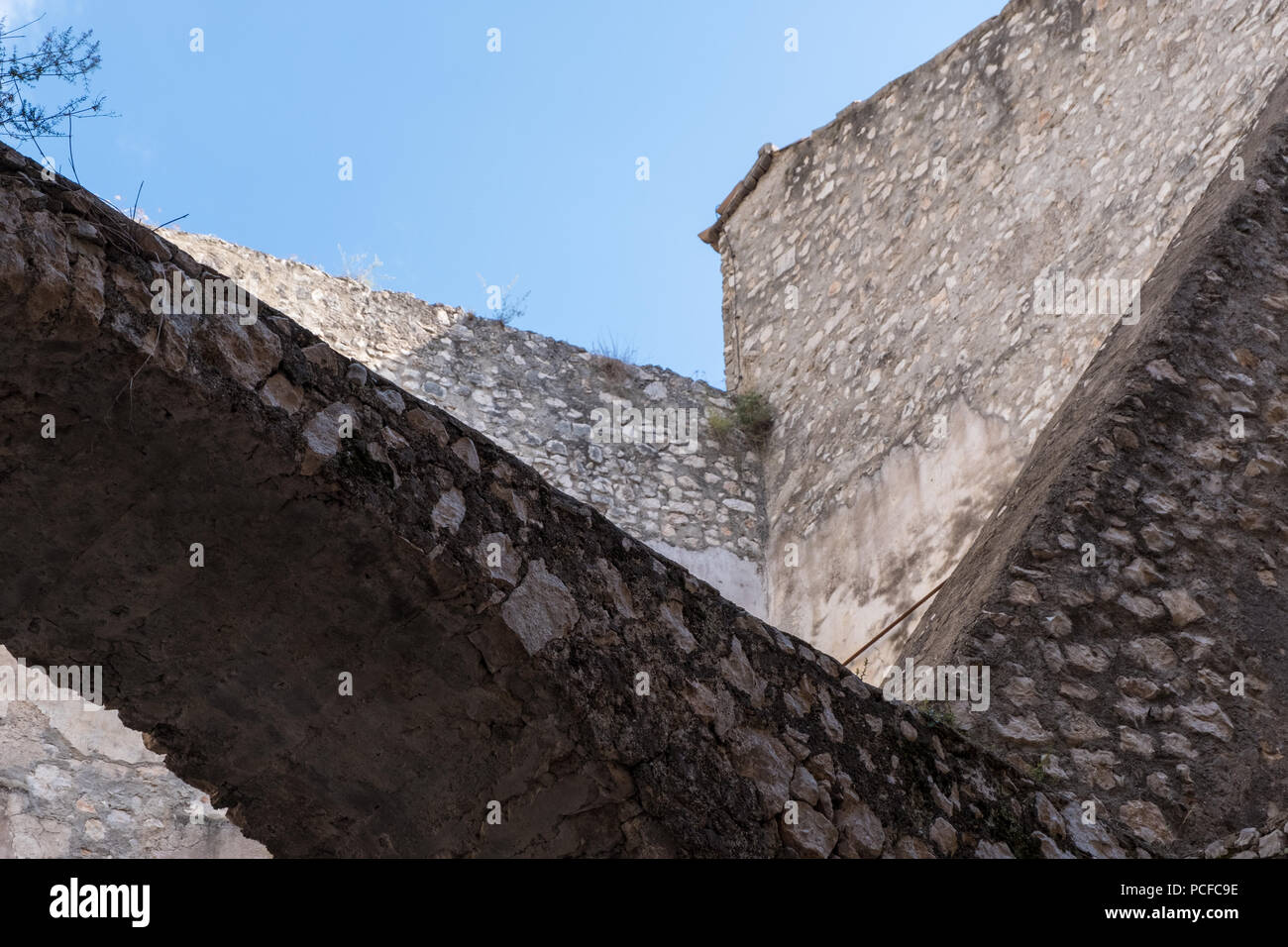 Abstract design of medieval castle with blue sky background Stock Photo ...
